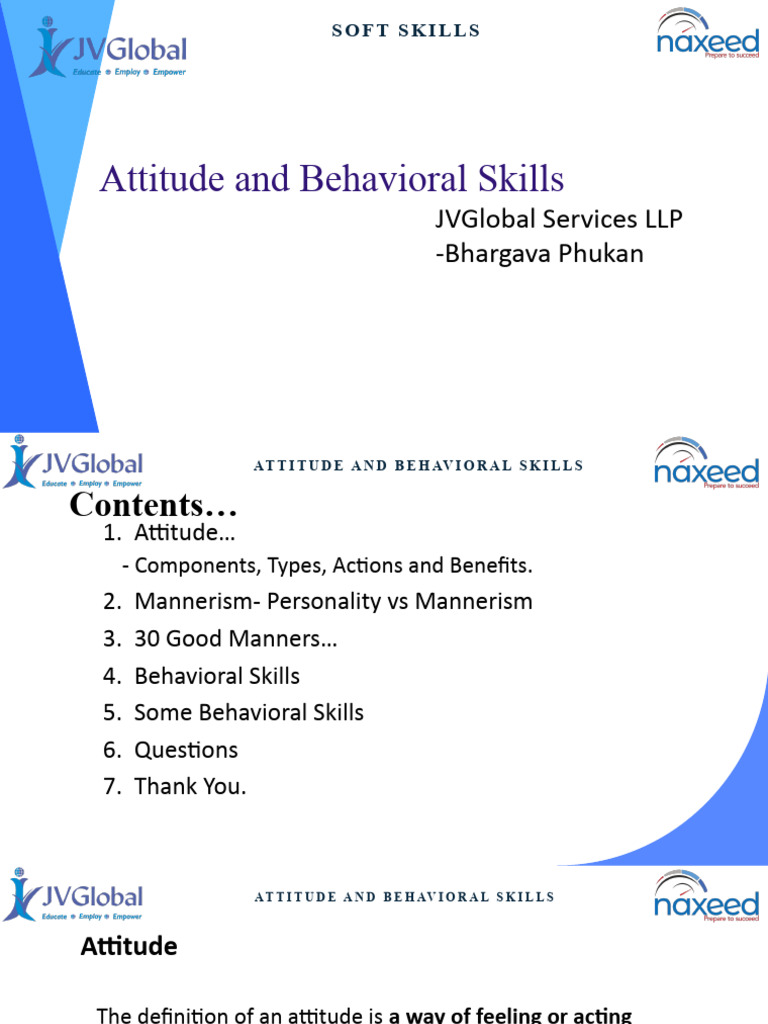 Attitude and Behavioral Skills Overview | PDF | Attitude (Psychology ...