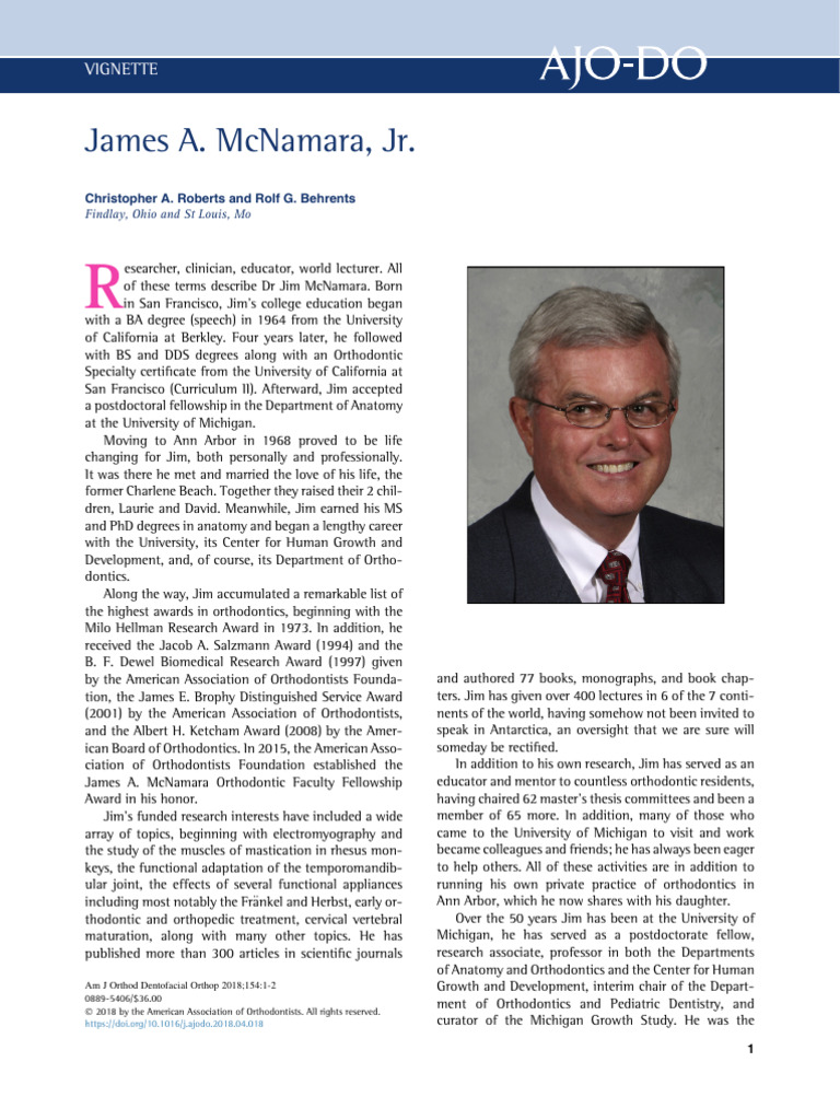 James A. McNamara, Jr. - Ymod | PDF | Orthodontics | Dentistry Branches