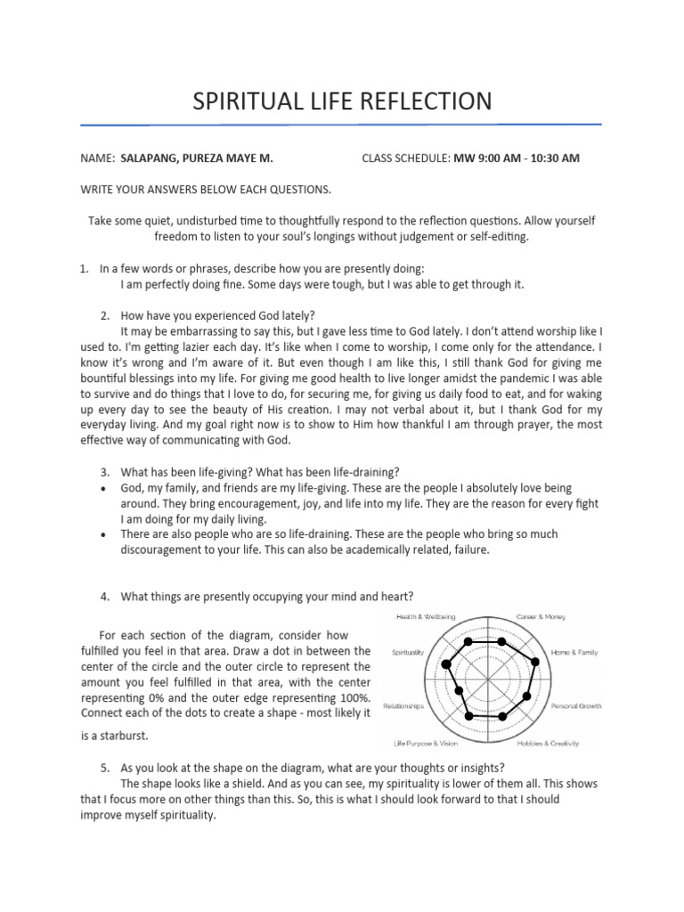 Spiritual Life Reflection | PDF | God