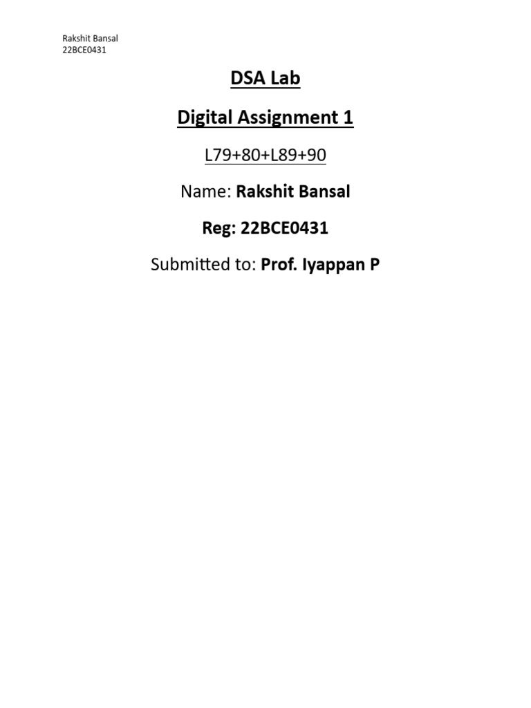 Dsa Da1 FINAL | PDF | Algorithms And Data Structures | Computer Programming