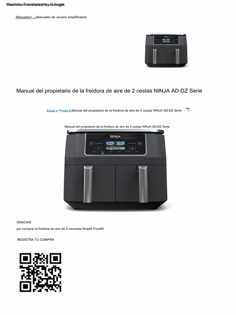 Manual Freidora Ninja | PDF | Estufa de cocina | Cocinando