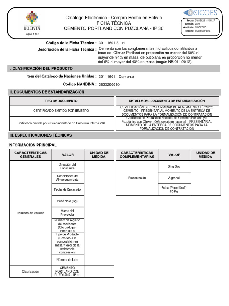 RCom Cat Ficha | PDF | Cemento | Naturaleza