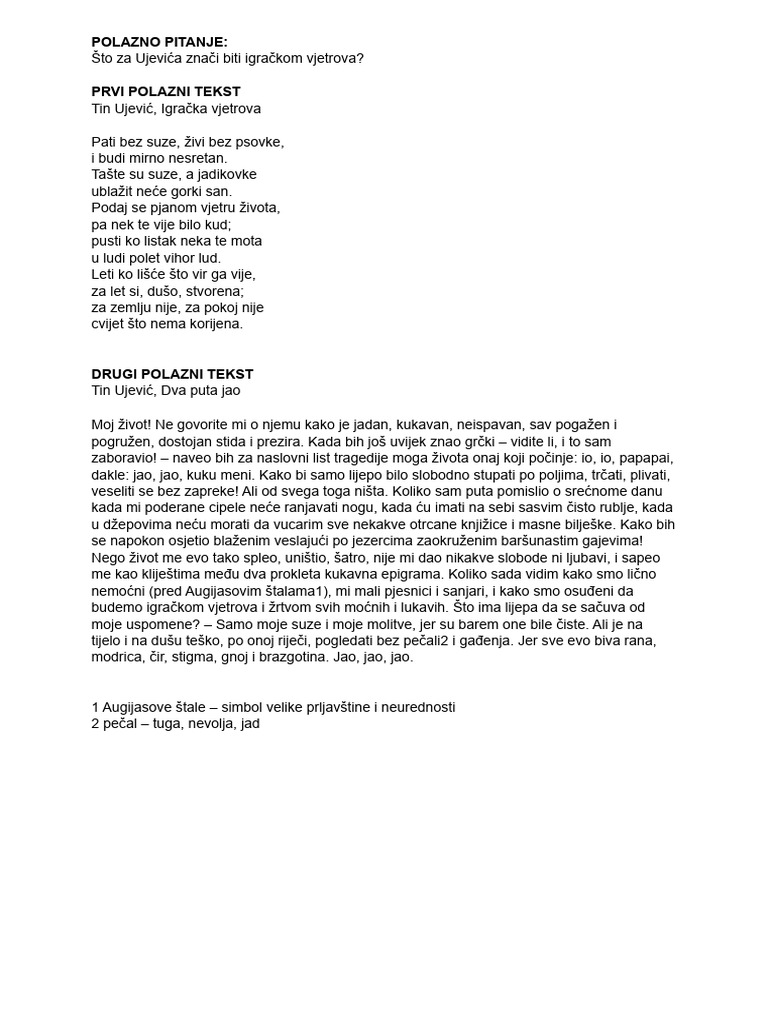 Izbor Iz Poezije Tin Ujević | PDF