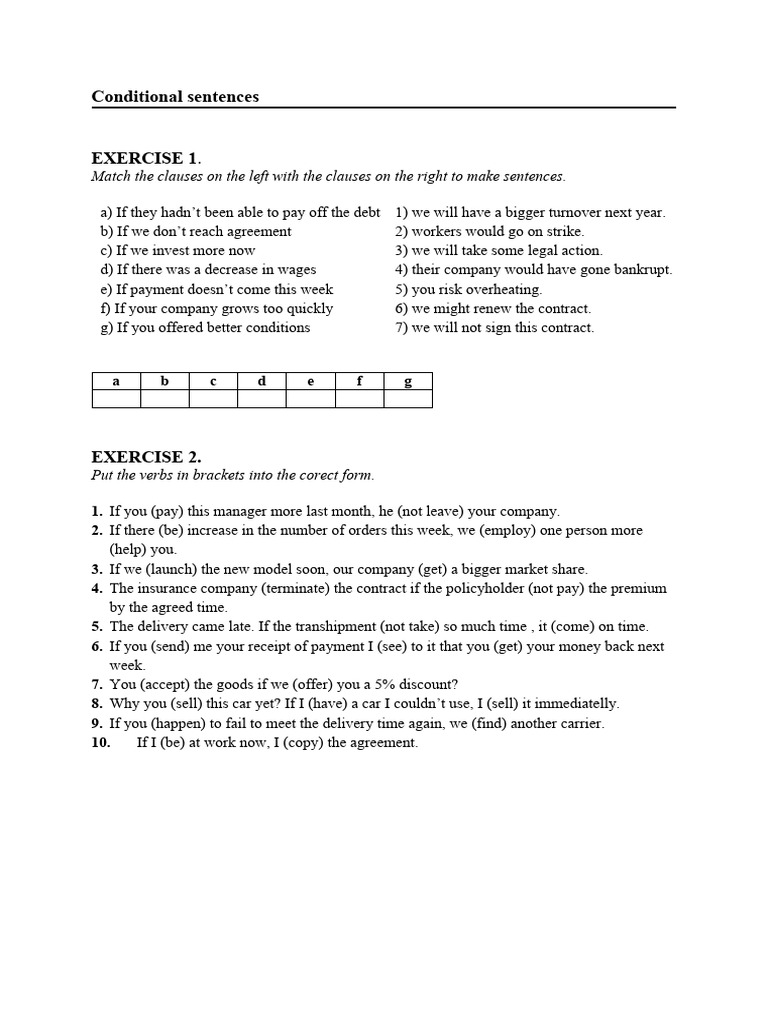 Conditionals - Exercises | PDF | Law