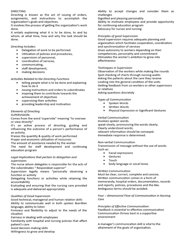 DIRECTING Notes | Download Free PDF | Performance Appraisal | Communication