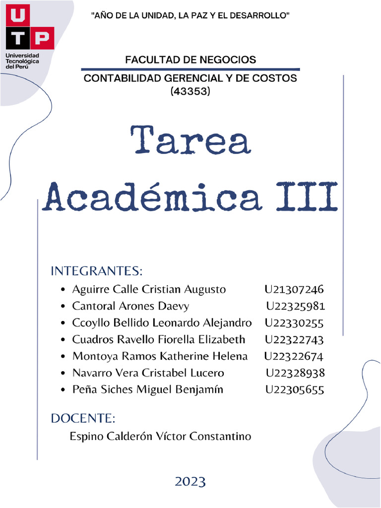 Tarea Academica 3 Contabilidad | PDF | Business | Costo Tarea Academica 3 Contabilidad | PDF | Business | Costo