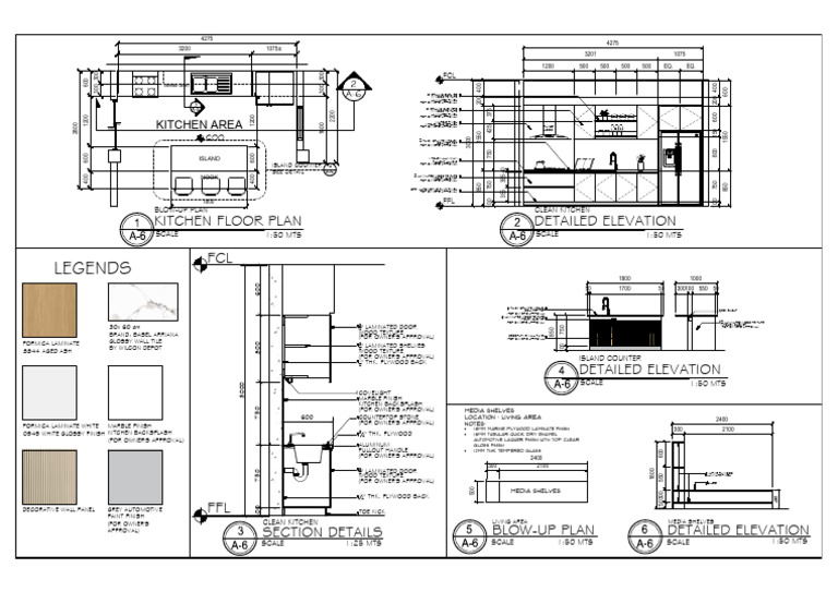 Legends: Kitchen Floor Plan Detailed Elevation | PDF | Countertop ...