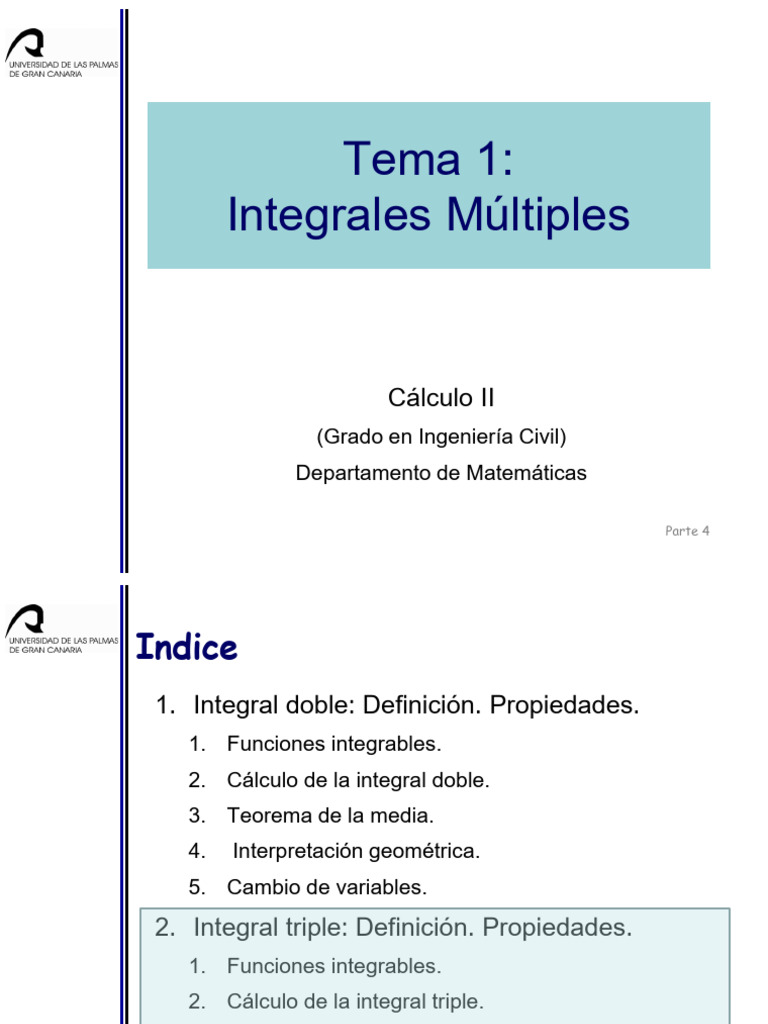 Tema - 1. - Integrales - Multiples - Parte 4 | PDF | Integral | Relaciones matematicas