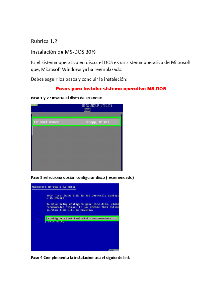 INSTALACION MS-DOS (1) | PDF | Dos | Compatibles con PC Ibm