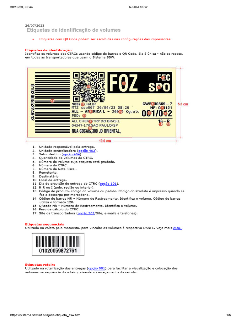Etiquetas SSW | PDF | Código QR | Código de barras