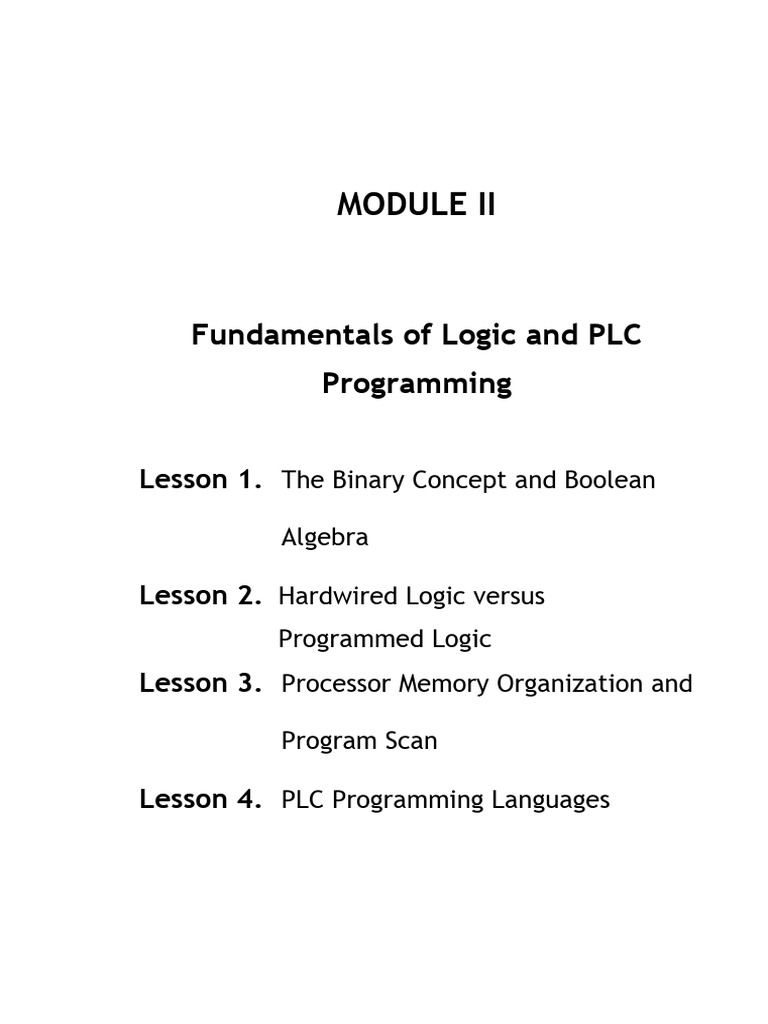 ITAS 104 Module II Lesson 1 | PDF | Logic Gate | Programmable Logic Controller