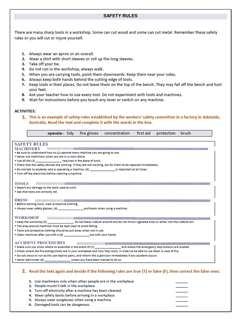 Safety Rules. | PDF | Hazards | Safety