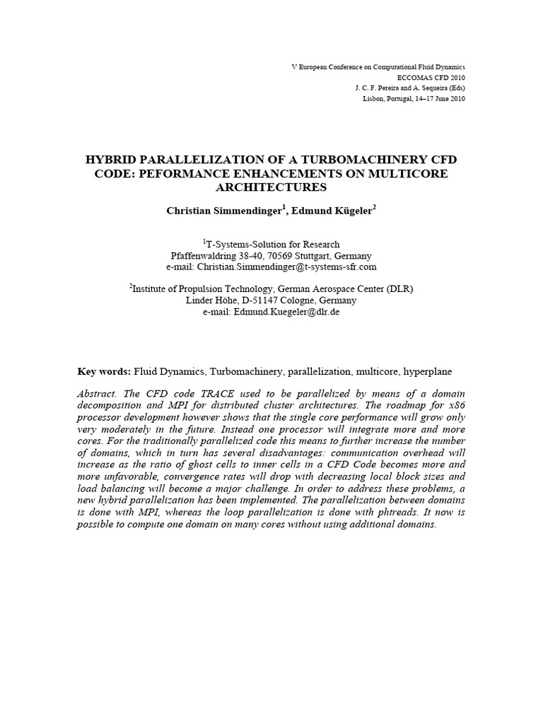 Hybrid Parallelization of A Turbomachinery CFD Code: Peformance Enhancements On Multicore ...