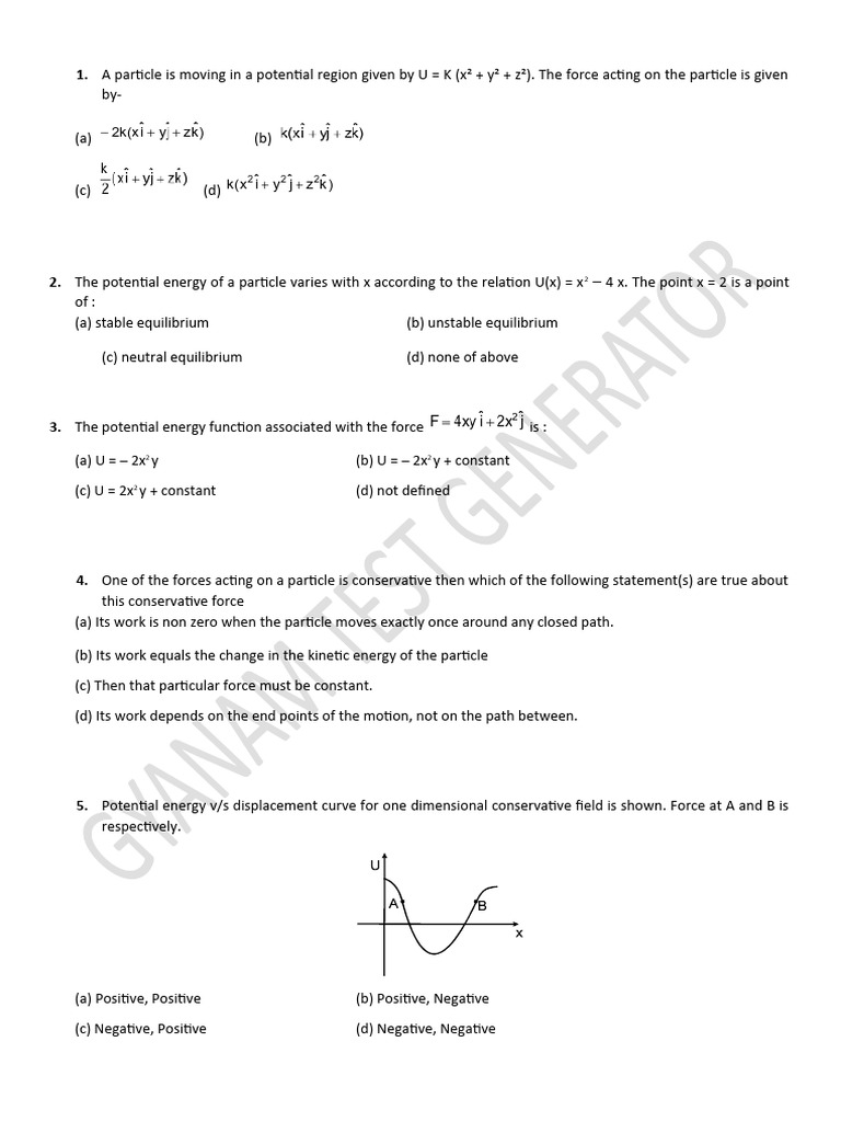 Work Energy Power Question | PDF | Force | Mass