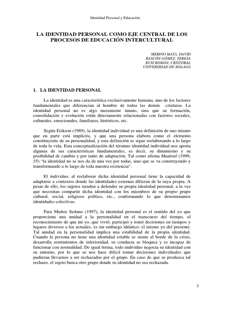 Las Identidades | PDF | Sociedad | Maestros