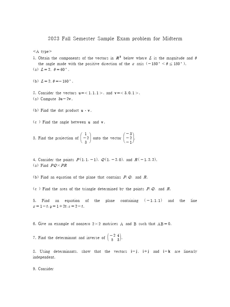 Midterm Sample Problem | PDF | Eigenvalues And Eigenvectors ... Midterm Sample Problem | PDF | Eigenvalues And Eigenvectors ...