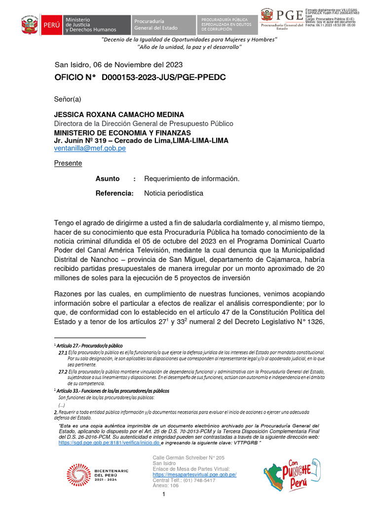 Oficio 000153 2023 Ppedc | PDF | Gobierno