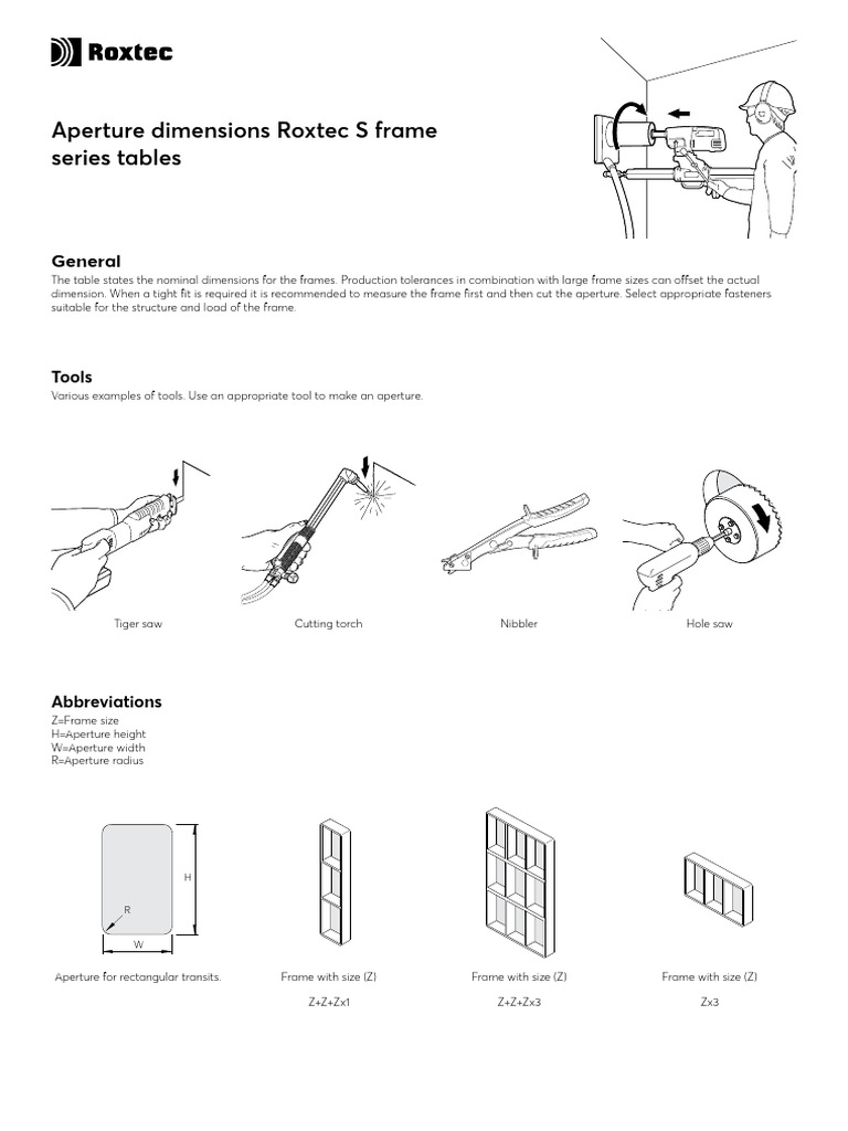 Doc-003536 (B) Aperture Dimensions S Frame Series Tables en For Web Use ...