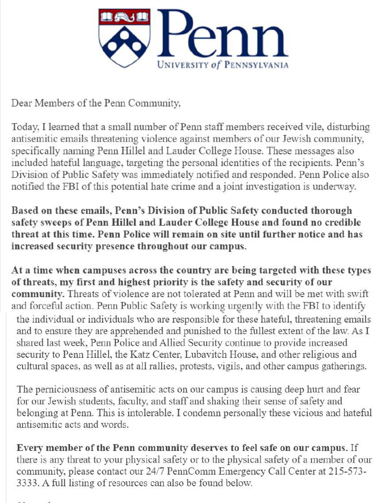 UPenn Email To Campus Community | PDF