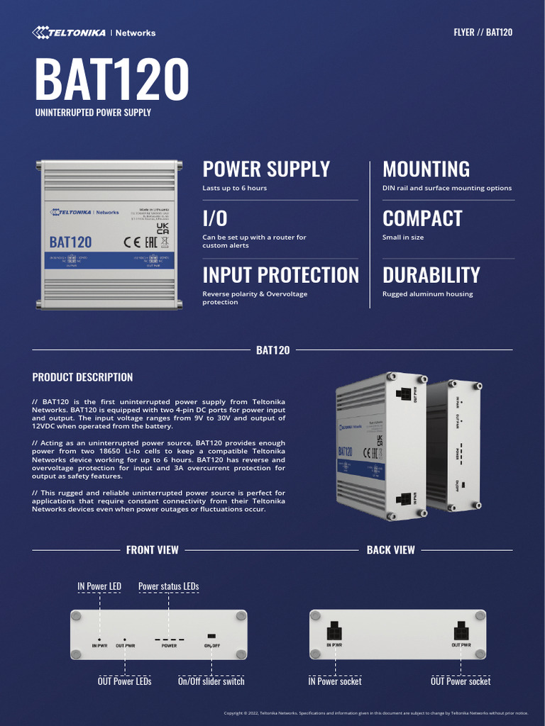 BAT120 Flyer | PDF | Power Supply | Battery Charger