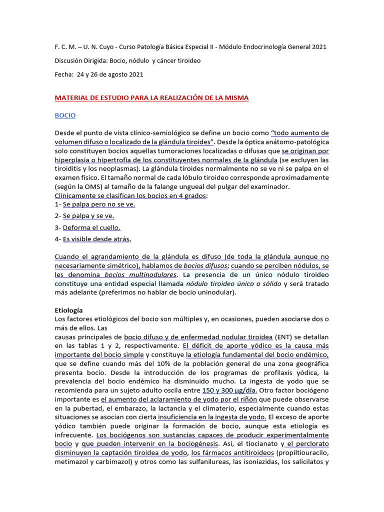 Bocio y Nódulo Tiroideo | Descargar gratis PDF | Hipertiroidismo | Tiroides Bocio y Nódulo Tiroideo | Descargar gratis PDF | Hipertiroidismo | Tiroides