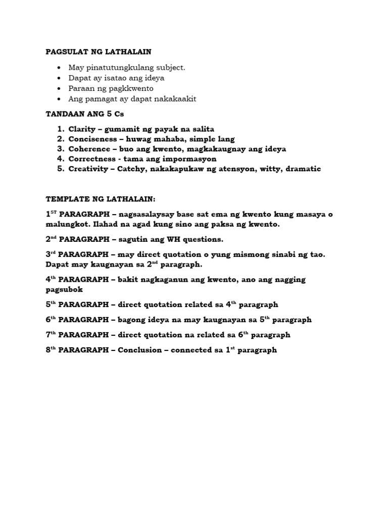 Pagsulat NG Lathalain | PDF