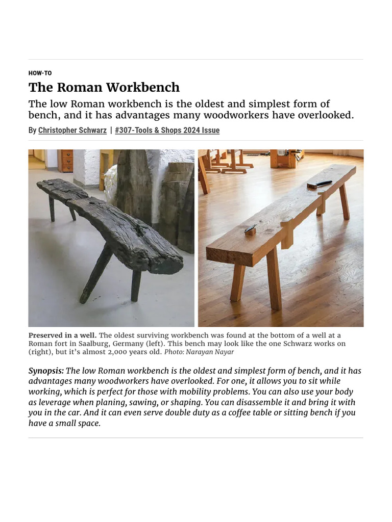 Reviving the Low Roman Workbench | PDF | Woodworking | Manufactured Goods