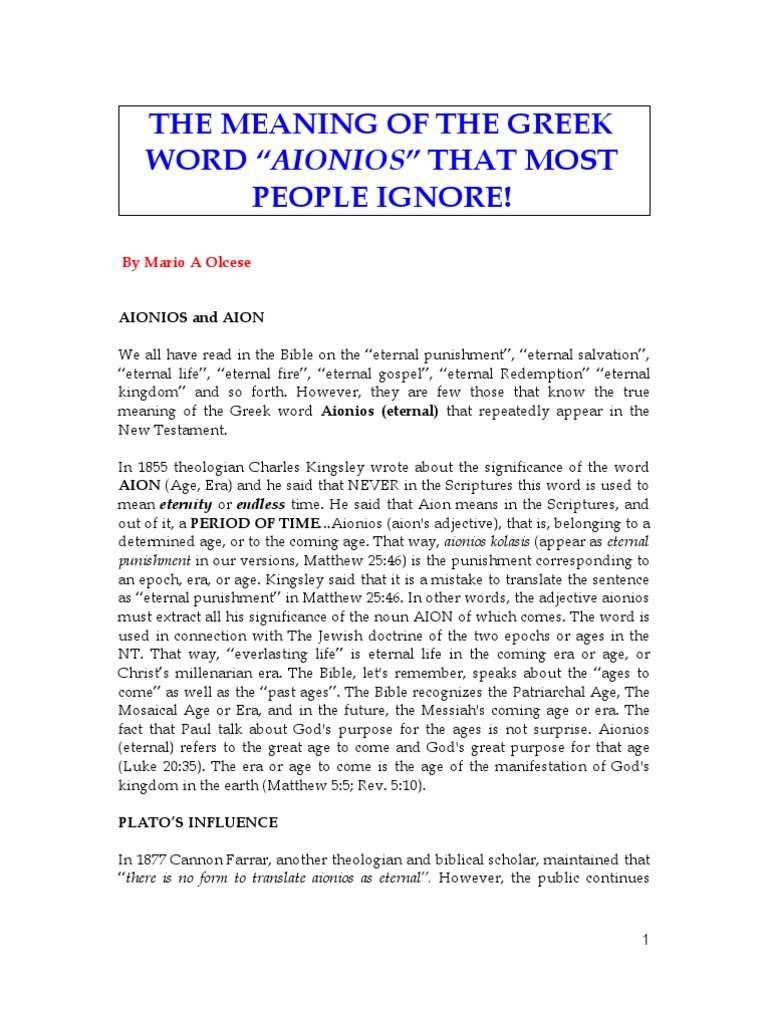 The Amazing Meaning of The Word 'Eternal' in The Bible That Few ...