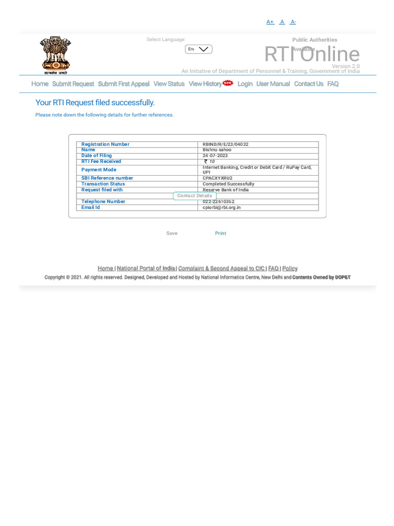 RTI Online - Online RTI Information System | PDF | Banking | Computing