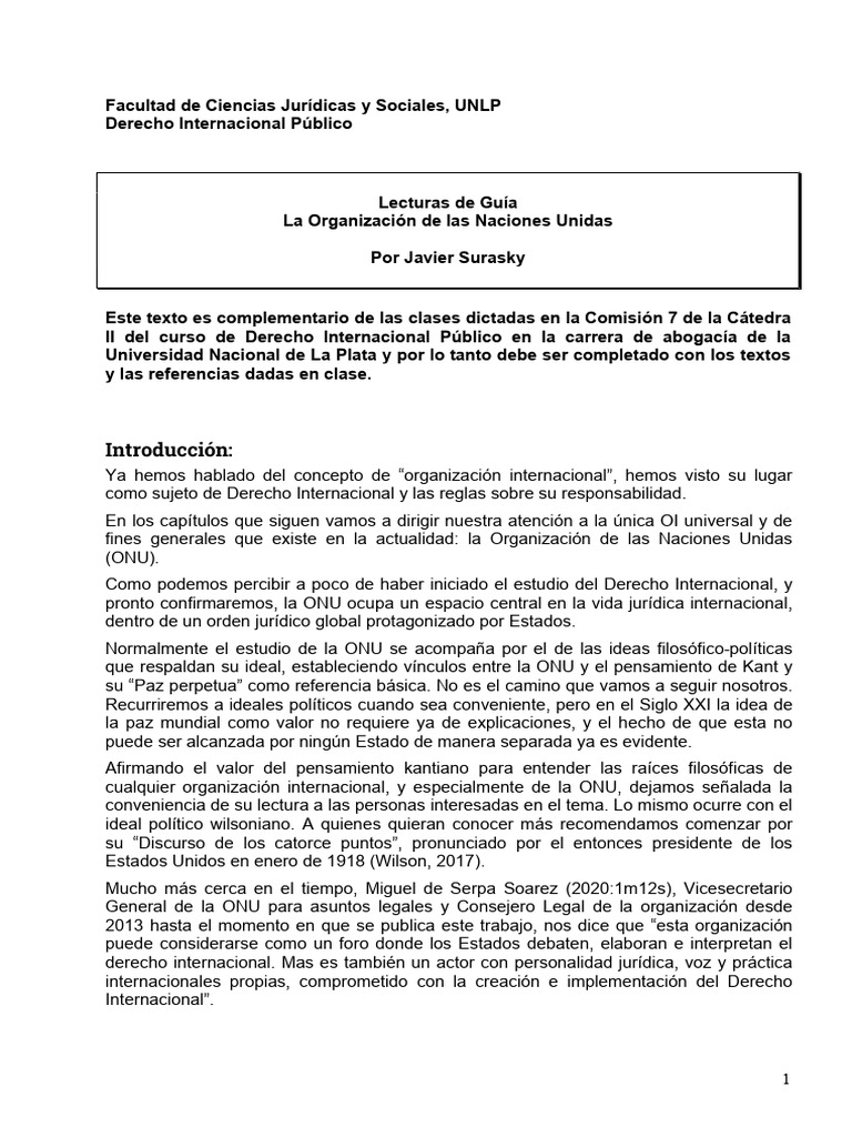 Guia de lectura 05_La Organización de las Naciones Unidas | PDF ...