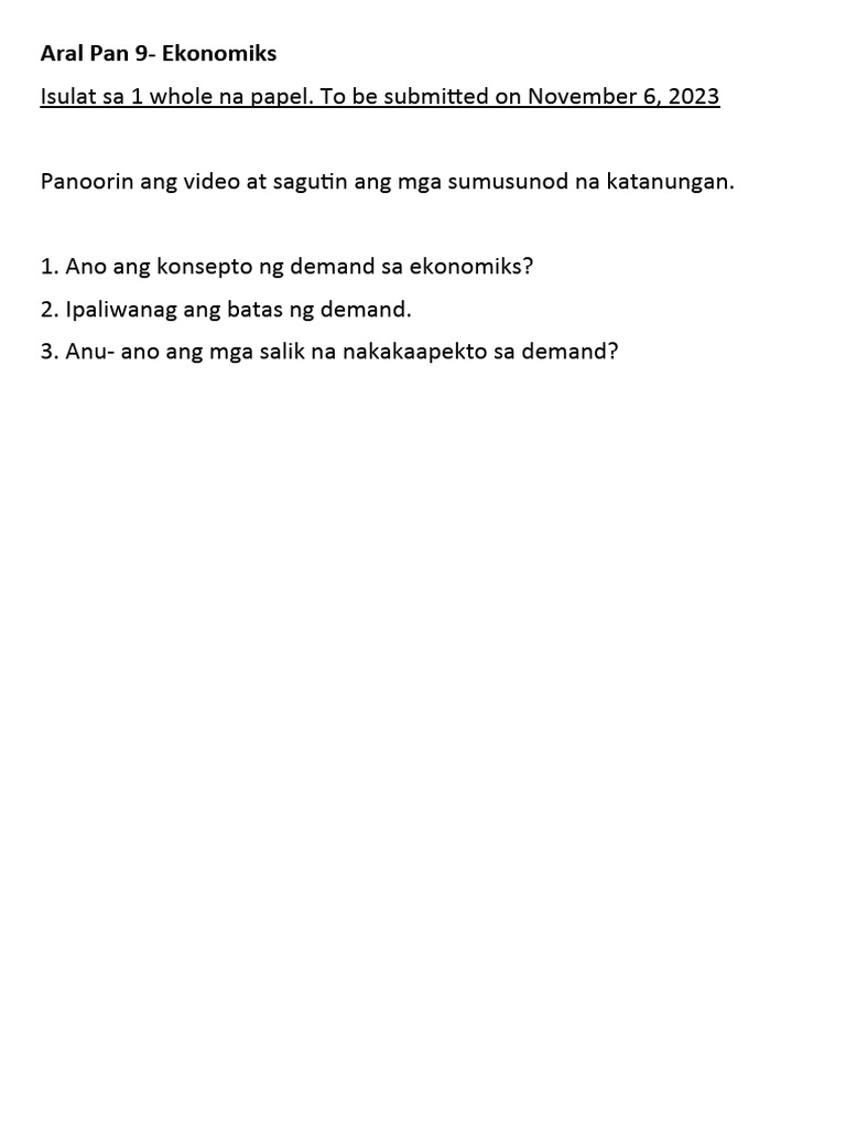 Aral Pan 9 - Worksheet | PDF