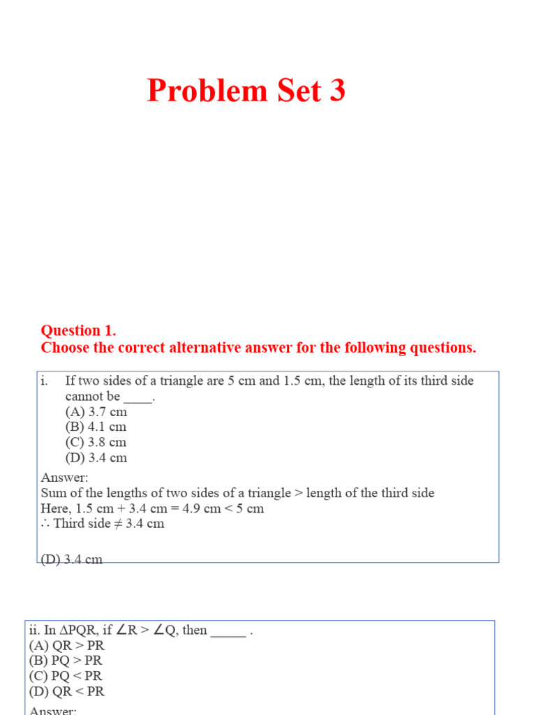 Triangles Problem Set 3 | PDF | Triangle | Euclidean Geometry