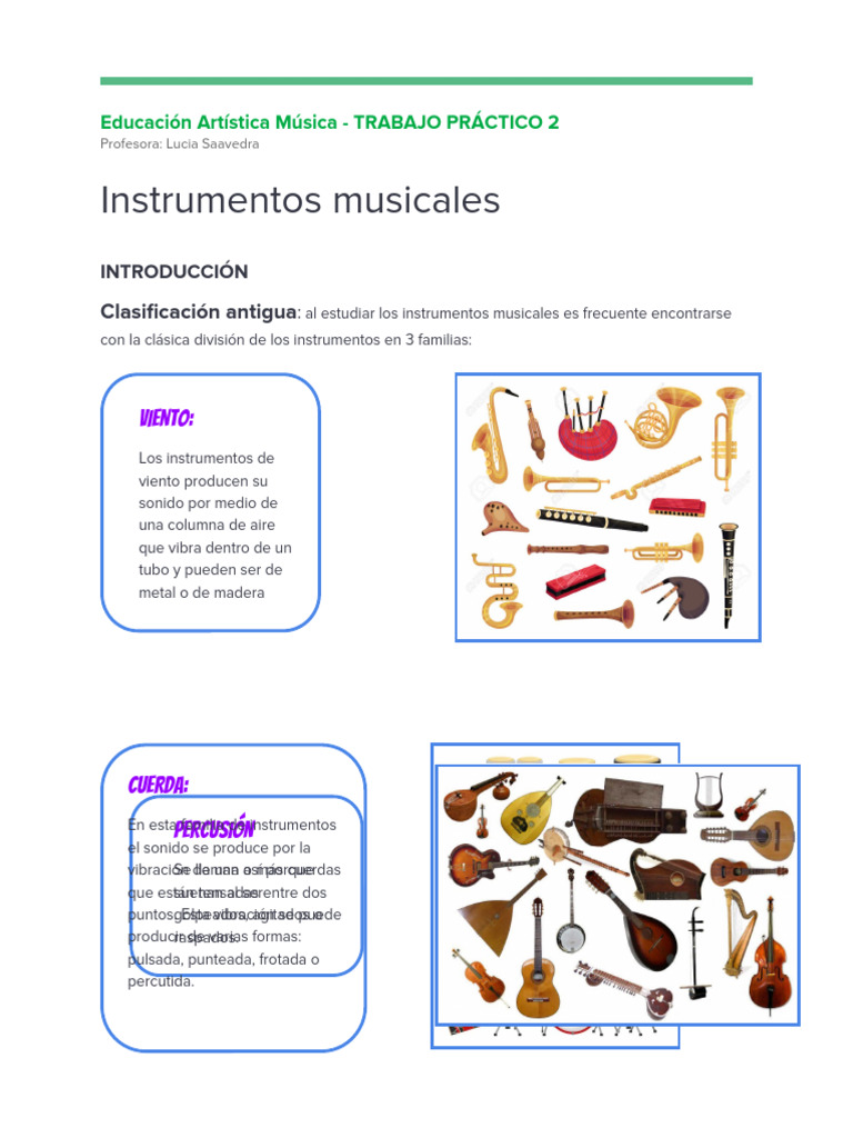 Clasificación moderna de instrumentos musicales | PDF | Arte | Historia