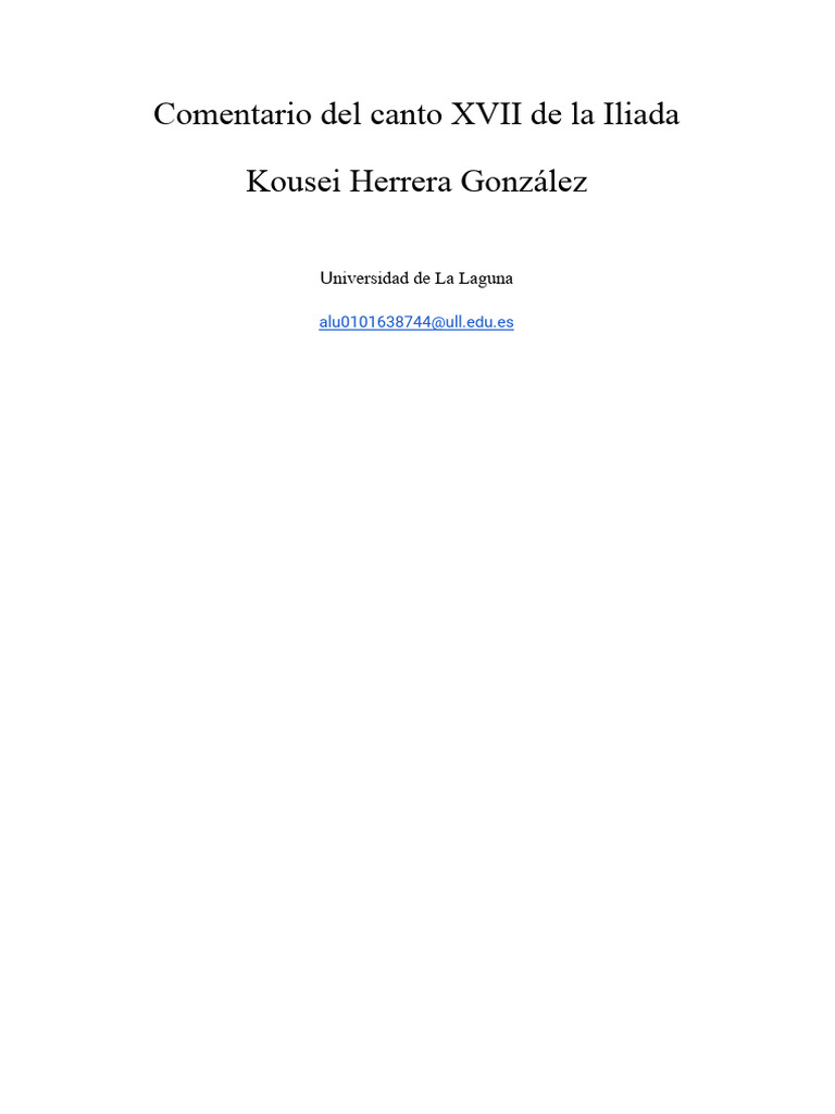 Comentario Del Canto XVII de La Iliada Elterrork | PDF | Ilíada | Héctor