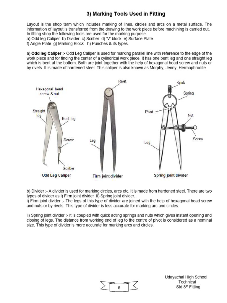 3) Marking Tools Used in Fitting | PDF | Sheet Metal | Metalworking