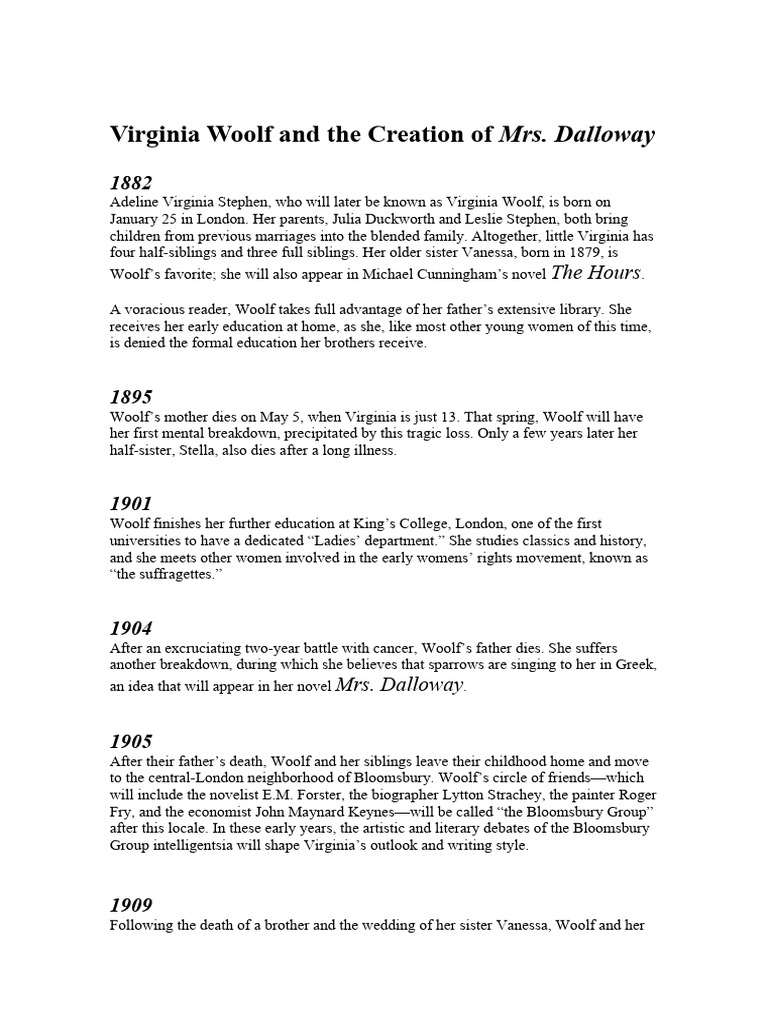 Virginia Woolf - Biography | PDF | Virginia Woolf | Bloomsbury Group