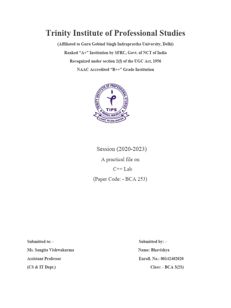 C Practical File 3sem Pdf Method Computer Programming Constructor Object Oriented