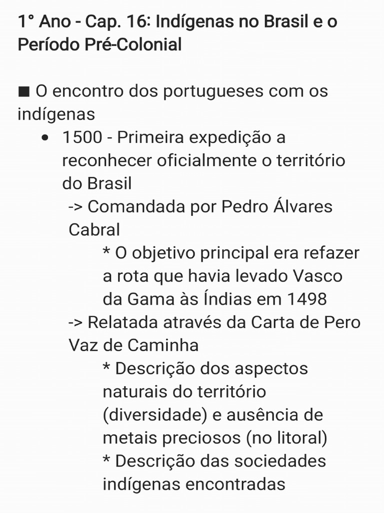 1° Ano - Cap 16 Indígenas No Brasil e o Período Pré-Colonial | PDF