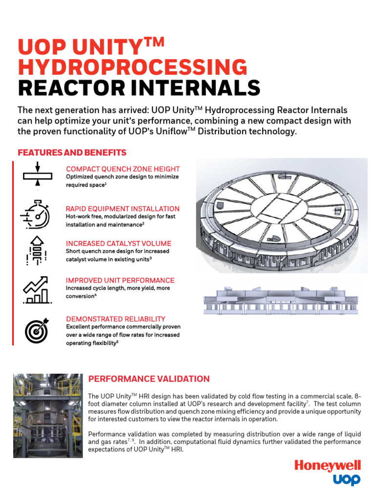 Hydroprocessing Reactor Internals Uop Unity Tech Sheet Pdf