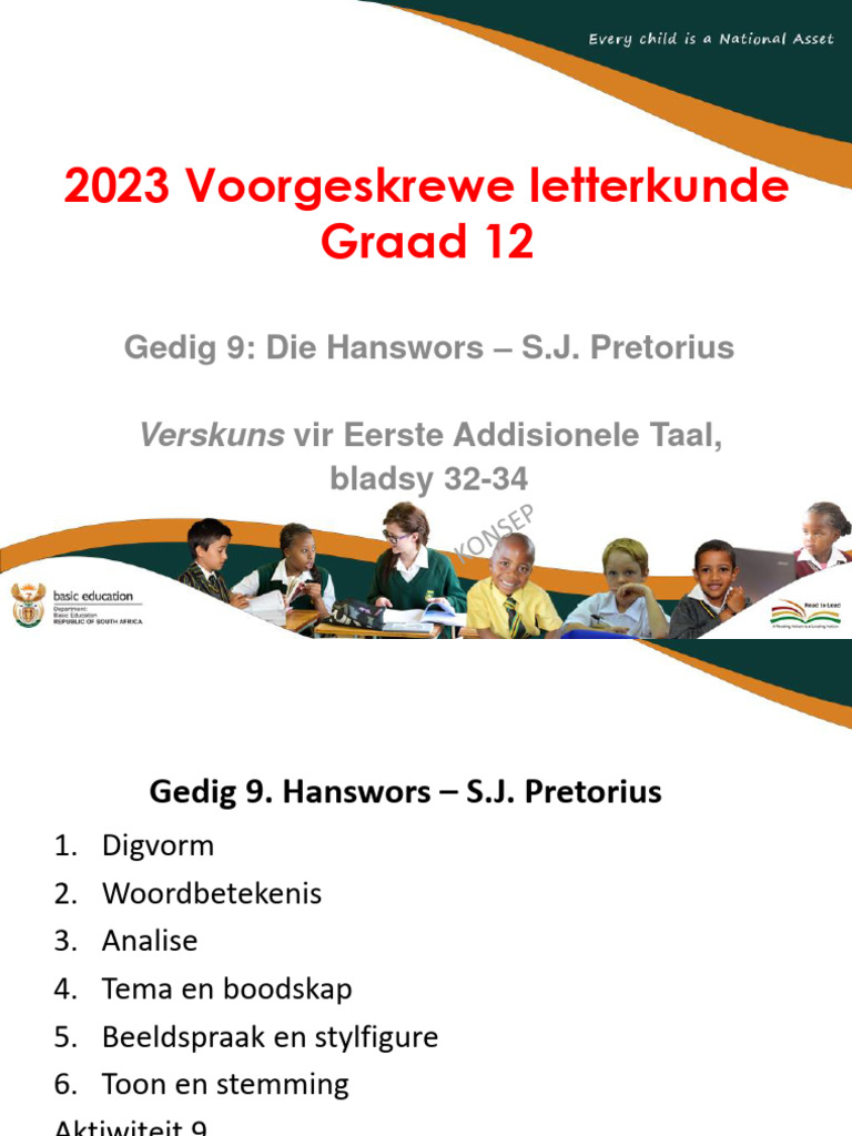 Gedig 9 Hanswors - AEAT - GR 12 - 2023 - Konsep - Aanbieding | PDF