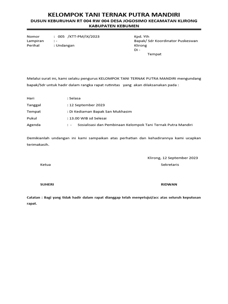 Dokumen - Tips - Surat Undangan Kelompok | PDF