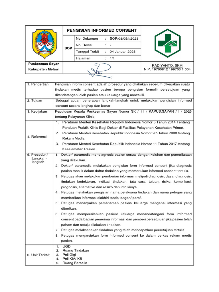 Prosedur Pengisian Informed Consent | PDF | Pengembangan Diri