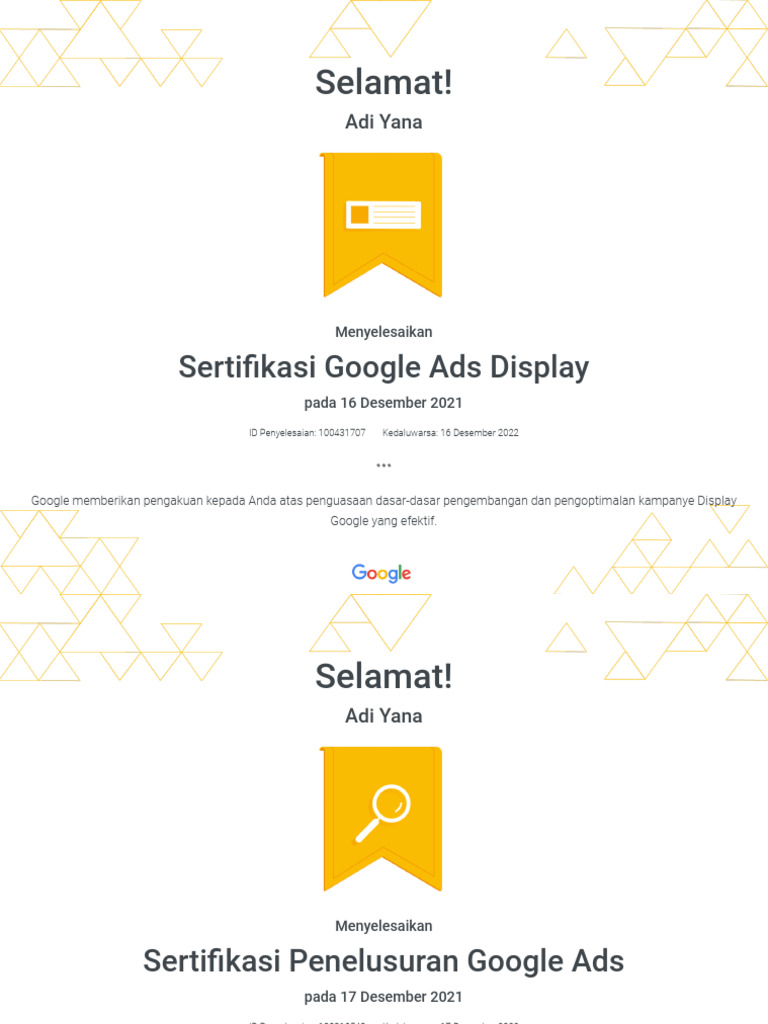 Sertifikasi Penelusuran Google Ads | PDF