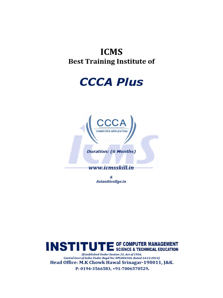ICMS Limited Hawal Srinagar Six Month Certificate in Computer CCCA ...