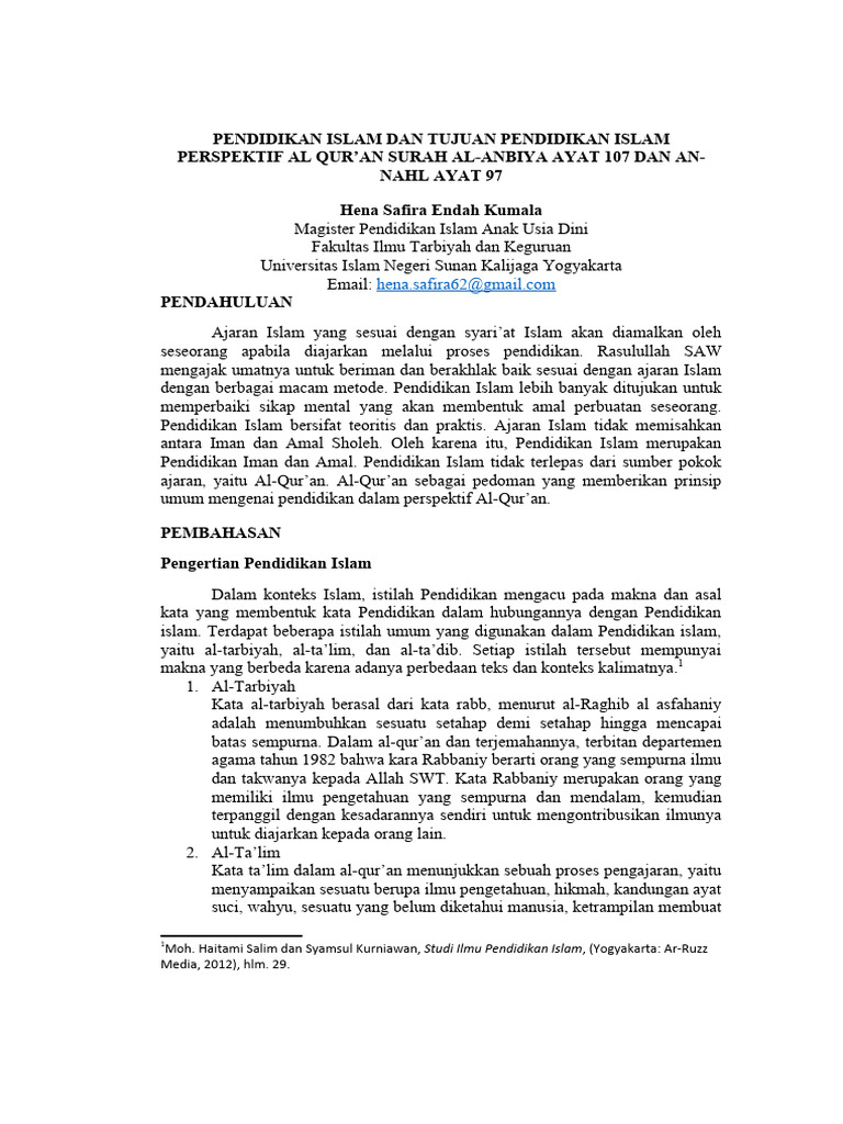Pendidikan Islam dalam Al-Qur'an | PDF | Karier & Perkembangan
