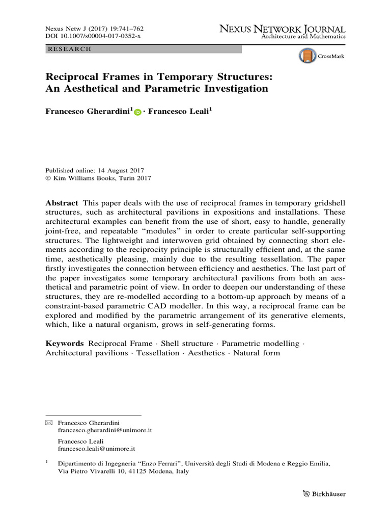 Reciprocal Frames in Temporary Structures - An Aesthetical and ...