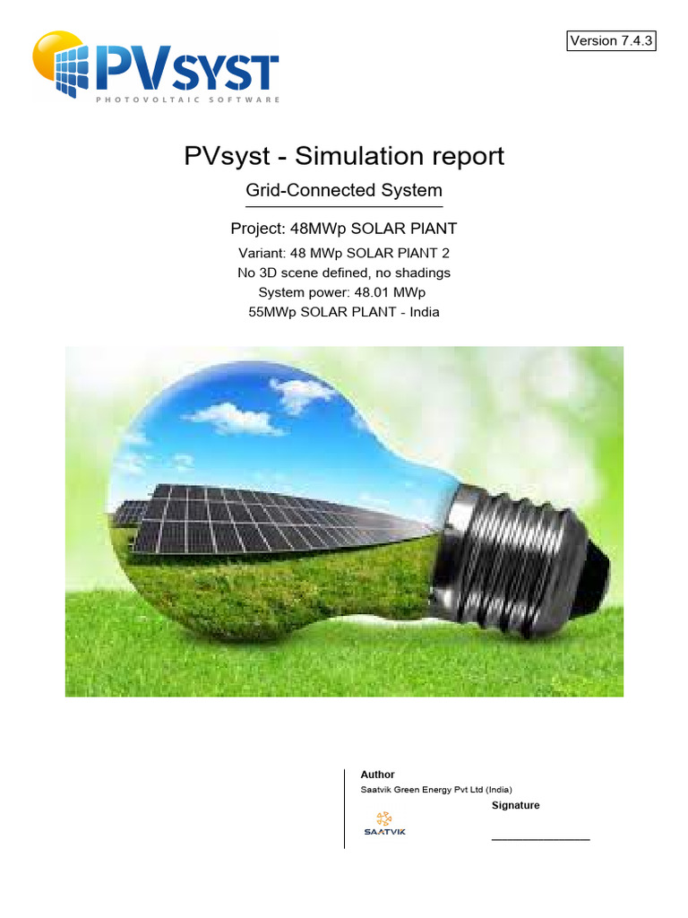 48 N-S MWP SOLAR PlANT - Project - VC0-Report | PDF | Photovoltaics ...