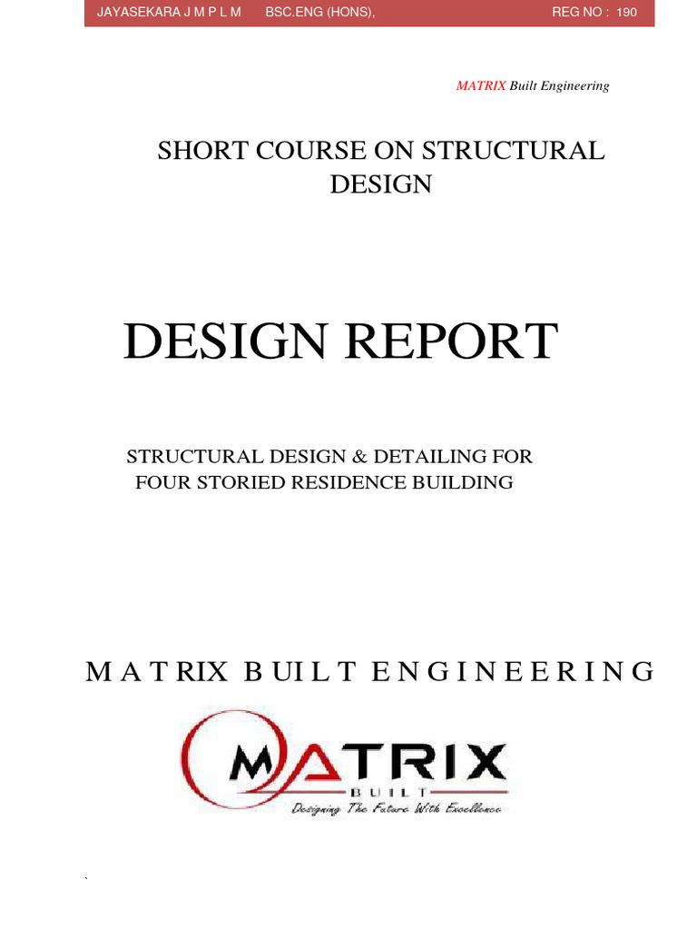 Structural Design Report for Residence | PDF | Deformation (Engineering) | Beam (Structure)