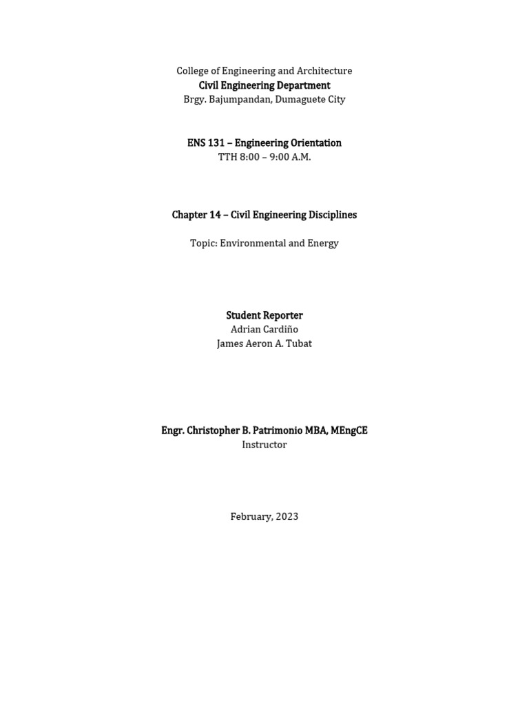 Engineering Orientation Report | PDF | Climate Change | Infrastructure