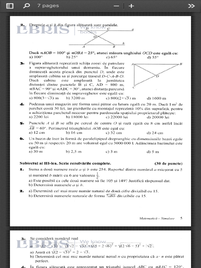 Matematica. Simulare Evaluare Nationala - Clasa 7 - Daniela Stoica - Matematica. Simulare ...